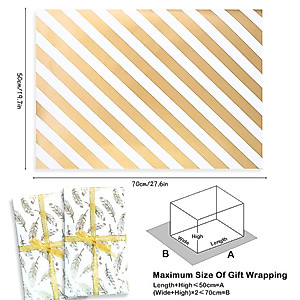 Gift Wrapping Supplies,8 Sheets White Gold Gift Wrapping Paper with 10 Pull Bows 24 Yard Glitter Ribbon and 12 Thank You Lable Sticker for Birthday Gift Wrap Christmas Gift Packing DIY Paper Craft