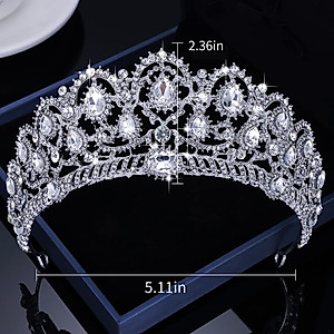 Kamirola Crystal Silver Crown for Women,Queen crown Rhinestone Queen Tiaras for Wedding, Birthday, Prom, Pageant, Festival Party Hair Accessories