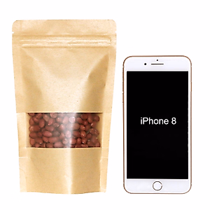 SumDirect Kraft Food Bags with Window - Resealable Kraft Stand Up Pouches, 50Pack 4.7x7.8inches Zipper Food Storage Bags for Packaging