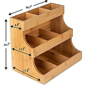 THEODORE Vertical Tea Bag Organizer - Bamboo Tea Bag Holder. Holds 180 Tea Bags.Elegant and Practical Wooden Tea Box for Tea Storage for Home, Office or Café. Can also Hold Sugar Packets and Creamers