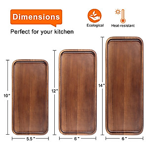 Wooden Serving Platters Acacia Long Charcuterie Boards Rectangle Wood Tray Home Decor Serving Cheese Board Appetizer Snack Plates Kitchen Dinner Platter for Food Dish Rectangular Cake Dessert Trays