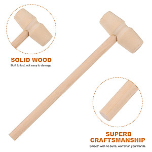 NUOBESTY 24 Pieces Wooden Crab Mallets Seafood Shellfish Wood Cracker Mini Wooden Hammer Mallet Solid Hardwood Crab Hammers for Chocolate Heart