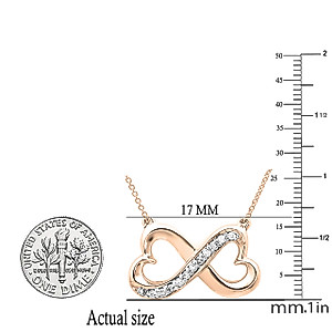 Dazzlingrock Collection 0.10 Carat (ctw) 10K Round Diamond Ladies Double Heart Infinity Pendant 1/10 CT, Rose Gold