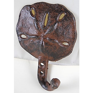 Rustic Brown Sand Dollar Wall Hook, Set of 2