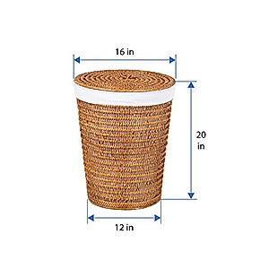 Cambria Rattan Laundry Hamper with Liner, Honey-Brown