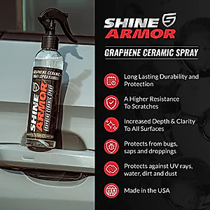 SHINE ARMOR Graphene Ceramic Coating Spray Highly Concentrated for Vehicle Paint Protection and Shine with Hydrophobic Top Coat Technology & Anti Fog Hero Microfiber Cloth Windshield Glasses Spray