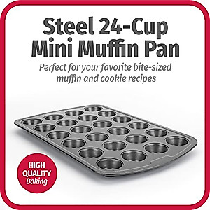 Good Cook 04029 Mini Non-Stick Muffin Pan, Steel, 1-7/8 in Dia x 14.6 in L x 9.3 in W x 6.8 in H