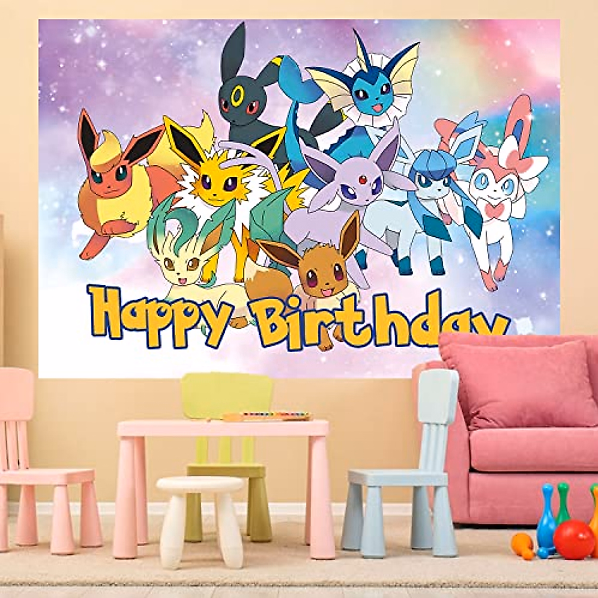 Aesthetic Evolutions Birthday Party Decoration,Aesthetic Evolutions Party Photo Background 5 x 3 FT and 18 Pcs Balloon