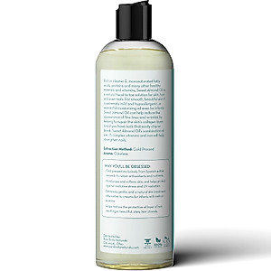 Pure Body Naturals Sweet Almond Oil for Hair and Skin, 100% Pure and Cold Pressed, Hexane Free, Skin Moisturizer, Nails, Therapeutic Massage, Carrier Oil 16 Fl. Ounce (Label Varies)