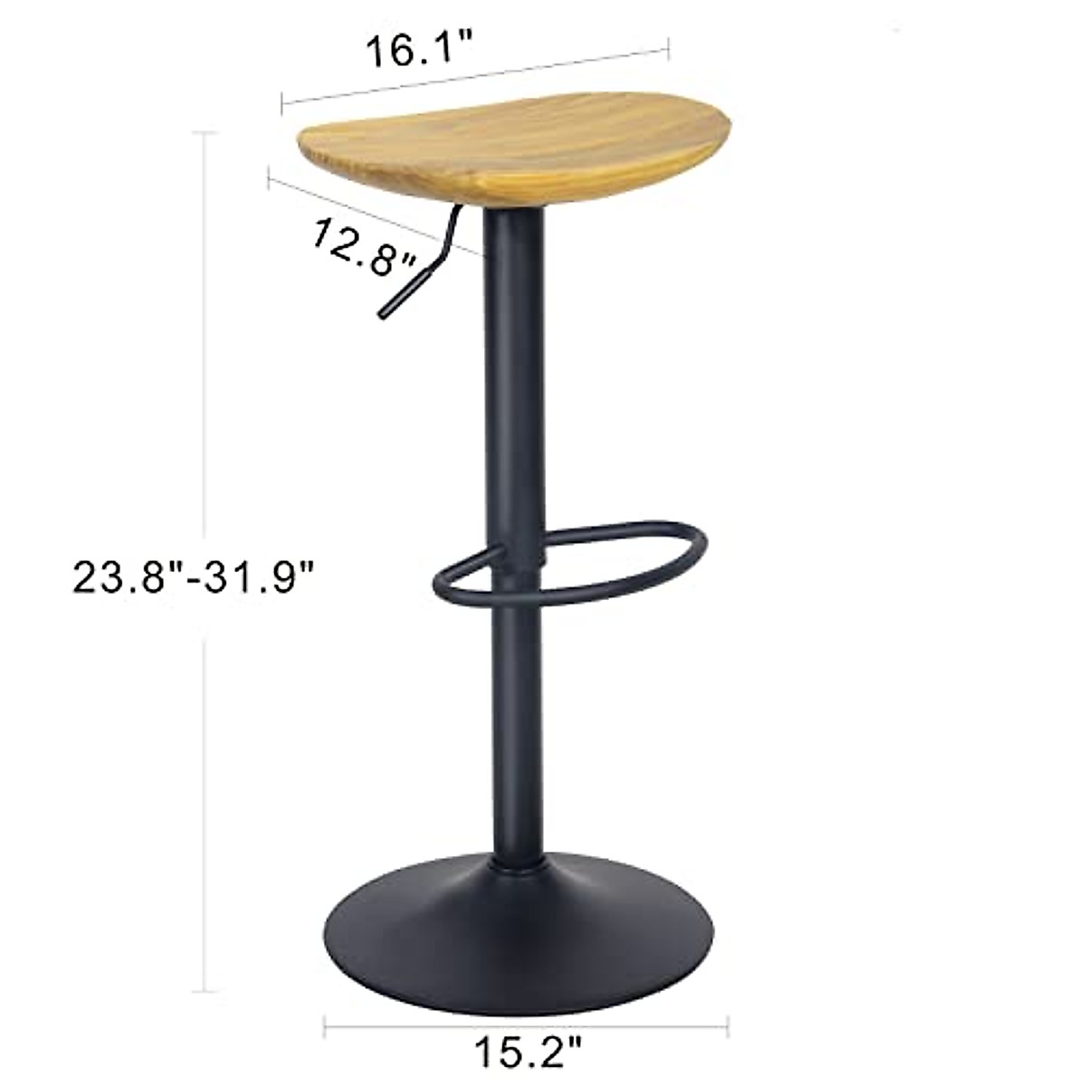 Kidol & Shellder Saddle Bar Stools Set of 2 Easy to Assemble,Adjustable Swivel Counter Stools,Industrial Vintage Barstools,Loads Up to 300 lbs