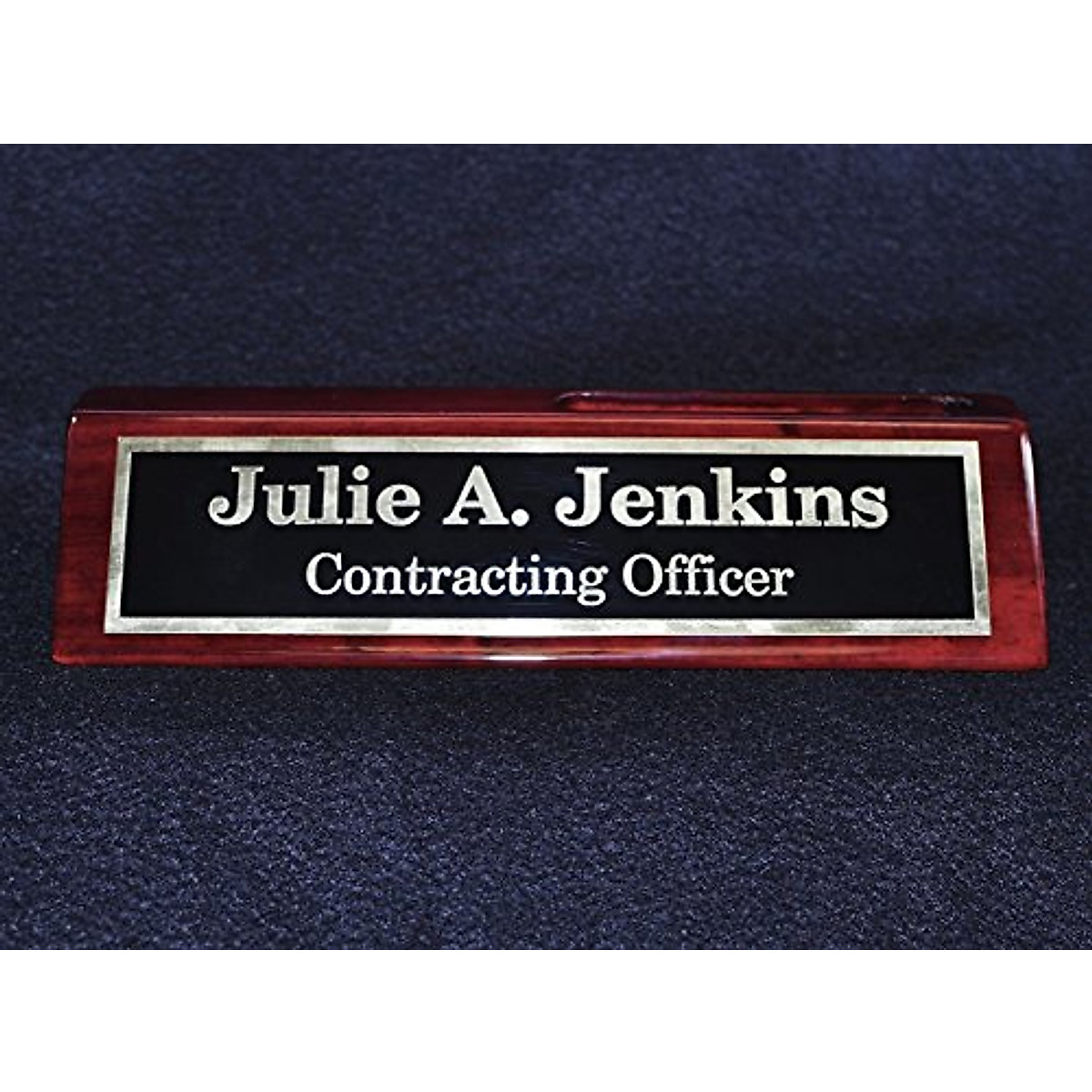 Desk Name Plate with Card Holder | Custom Name Plate | Personalized Desk Plate with Business Card Holder