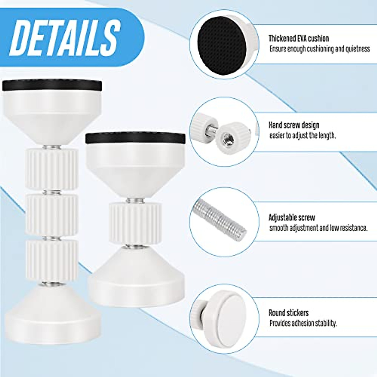 4PCS Adjustable Threaded Headboard Stoppers,Bed Frame Anti-Shake Tool,Bedside Headboards Prevent loosening Anti-Shake Fixer,Telescopic Support Headboard Stabilizer Bed Stoppers for Room Wall,Beds,Sofa