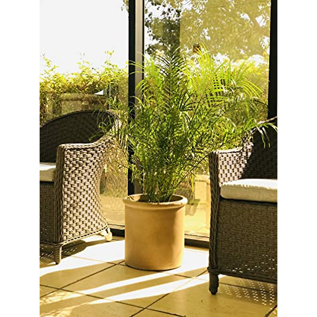 Kante Large Concrete Round Classic Planter for Outdoor, Desert Sand 13.8" x 13.8" x 13.8"