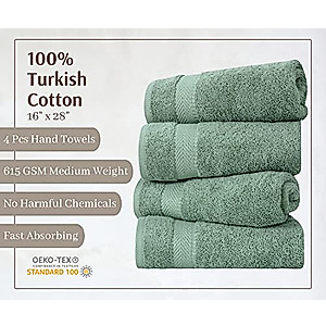 TEXTILOM Turkish Hand Towels for Bathroom – Hotel and Spa Quality & Soft & Absorbent & Quick Dry Bathroom Hand Towels – 100% Cotton Turkish Hand Towel Set of 4 (16 x 28 inches) - Green
