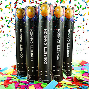 Biodegradable Confetti Cannon Party Popper - 5 Pack 12 Inch Large Confetti Shooters for Wedding Celebration Birthday Celebration Decorations Christmas New Year Graduation (Multicolor)