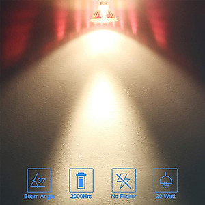 ETUOLMP MR16 Halogen Bulb 20W 12V, Durable 6 Packs High Output Halogen Light Bulbs 2 pin GU5.3 Base for Landscape Lights, Track Lights, Fiber Optics, Desk Lamps, Dimmable, 2700K Warm White