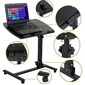 F2C Portable Adjustable Height 360° Swivel Laptop Desk PC Computer Mobile Notebook Laptop Stand Rolling Table Desk Cart Tiltable with Wheels Casters& Mouse Pad Table (360° Swivel Rolling-Black)