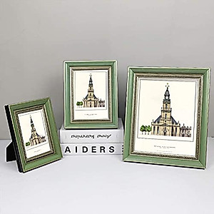 BWPFRAME Vintage Picture Frames 8x10 Antique Green with Real Glass Solid Wood Frames For Table Top or Wall Mounting Display(Green, 8x10)