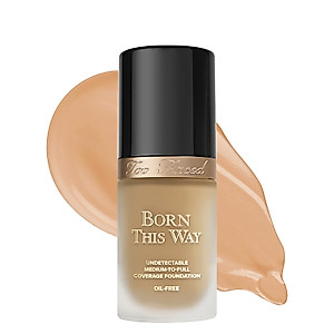Too Faced Born This Way Natural Finish Longwear Liquid Foundation | Medium-To-Full Coverage | Hydrating + Oil Free, 1 Fl Oz, Light Beig