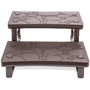 XtremepowerUS Universal Multi Purpose 2-Step Spa Hot Tub Pool Outdoor Indoor Camper RV Deck Steps Sided Step, Mocha