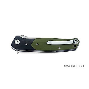 Bestech Knife BG03A Folder 3.8 in Plain and Green G10 Handle Hunting-Folding-Knives, Black
