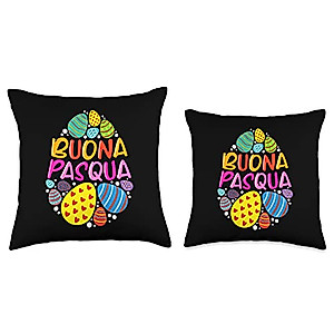 Happy Easter Italy Buona Pasqua Italian Chocolate Eggs Throw Pillow, 16x16, Multicolor