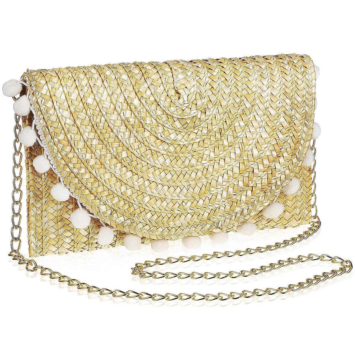 SHERCHPRY Carteras De Mujer Straw Bag Woven Clutch Purse with 3 Pairs Rattan Earring for Women Small Purse