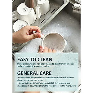 Teocera Coffee Mugs Set of 4, 12 Ounce Coffee Mug Set with Handle for Latte, Cappuccino, Cocoa, Tea - Modern Design Mugs - Gift for Women Men, White