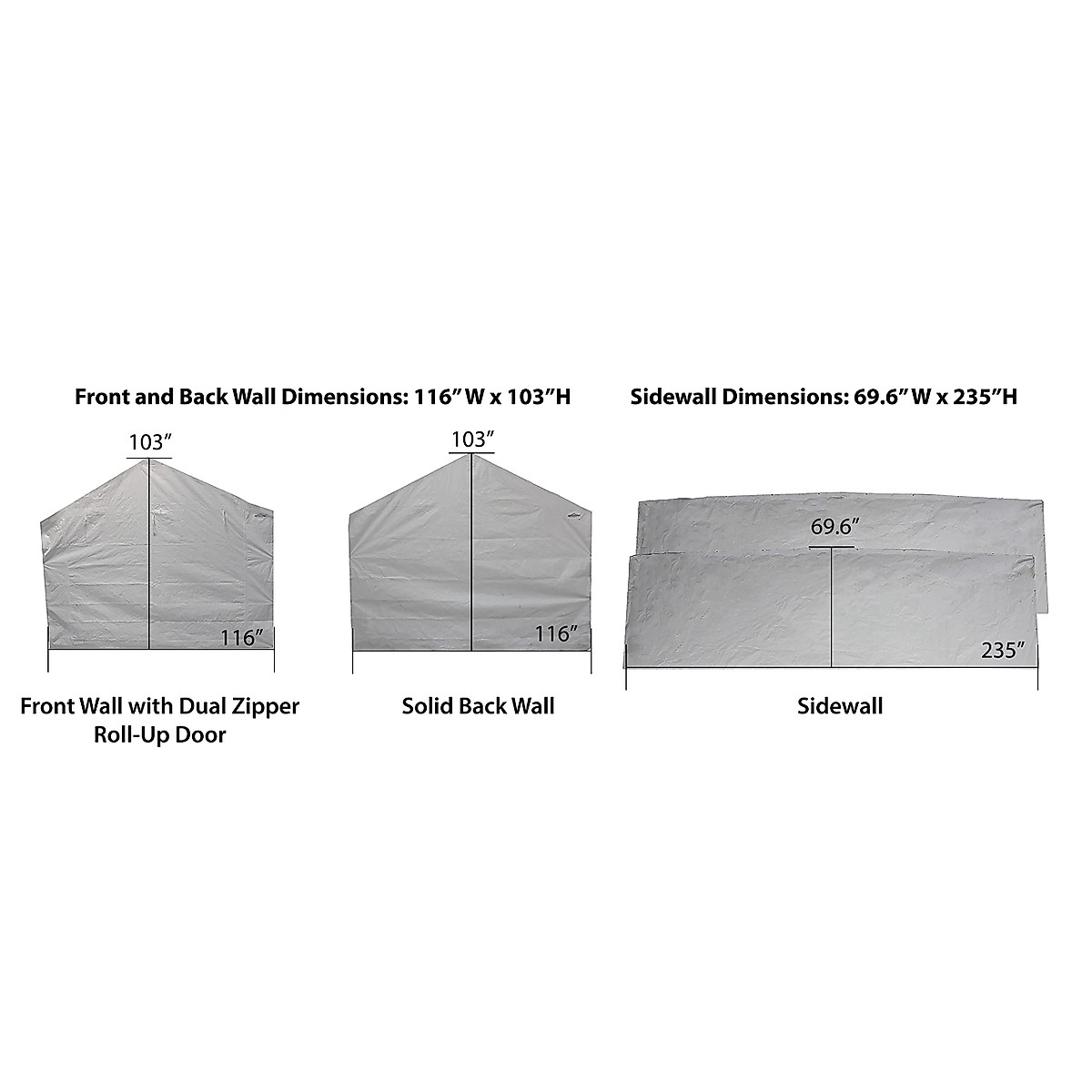 Caravan Canopy 12000211010 Side Wall Kit for Domain Carport, White (Top and Frame Not Included)