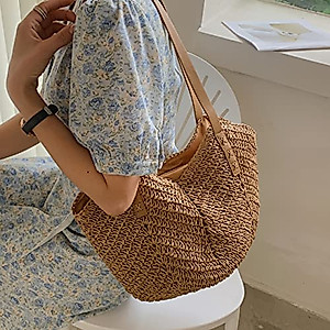 Straw Bag Handbag Large Capacity Summer Beach Bag for Women Straw Woven Tote Bamboo Purse Wicker Bag Vacation Travel