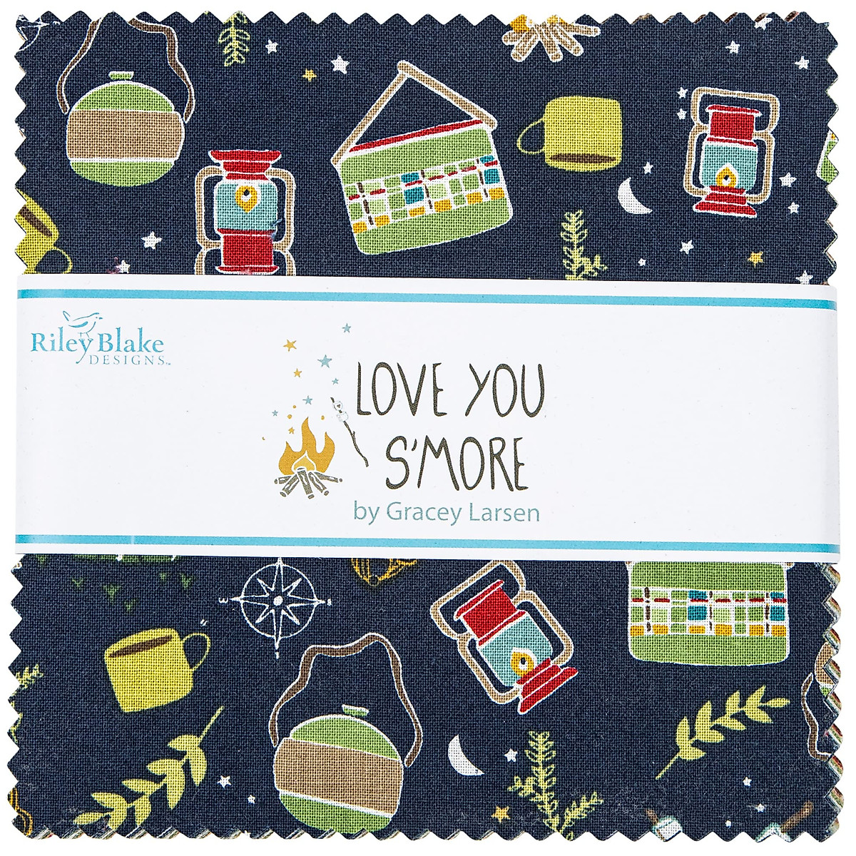 Love You S'More Riley Blake 5-inch Stacker, 42 Precut Fabric Quilt Squares by Gracey Larsen, Assorted