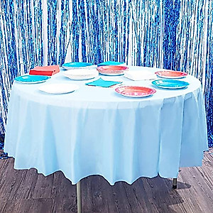 Round Plastic Party Tablecloth for up to 72-Inch Table (Blue, 84-Inch, 12-Pack)