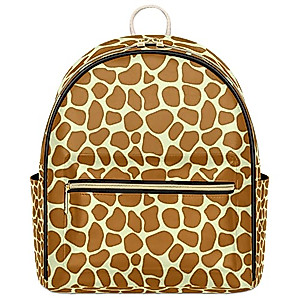 Animal Print Giraffe Skin Mini Backpack Purse for Women, Giraffe Skin Small Backpack Leather Casual Daypacks Ladies Shoulder Bags