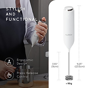 Flendy Rechargeable Milk Frother Handheld, Coffee Frother Handheld with USB-C Charging Stand, Electric Drink Mixer Handheld, Mini Electric Whisk Frother for Coffee, Matcha, etc