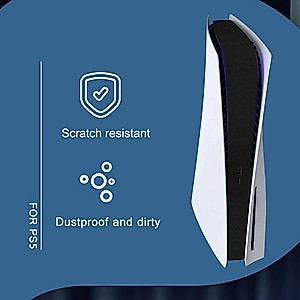 S-YUWEN Side Strip Sticker Protective Film Compatible with PS5, Skin Sticker Decoration Carbon Fiber Frosting Sticker Console Digital Disk Protector Faceplate Shell Compatible with PS5 White