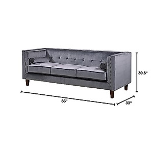 US Pride Furniture Modern Style 83'' Wide Living Room 3 Seater Grey Soft Cushion & Solid Wood Legs (S5369N-S5372N S) Sofas