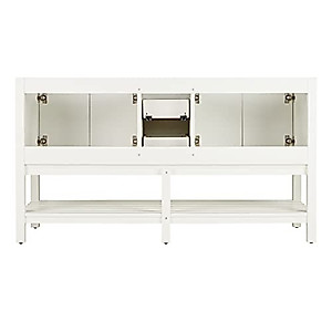 Signature Hardware 953315-60-UM-8 Olsen 60" Free Standing Double Vanity Cabinet Set with Wood Cabinet, Stone Vanity Top and Oval Undermount Sinks - 8" Faucet Holes