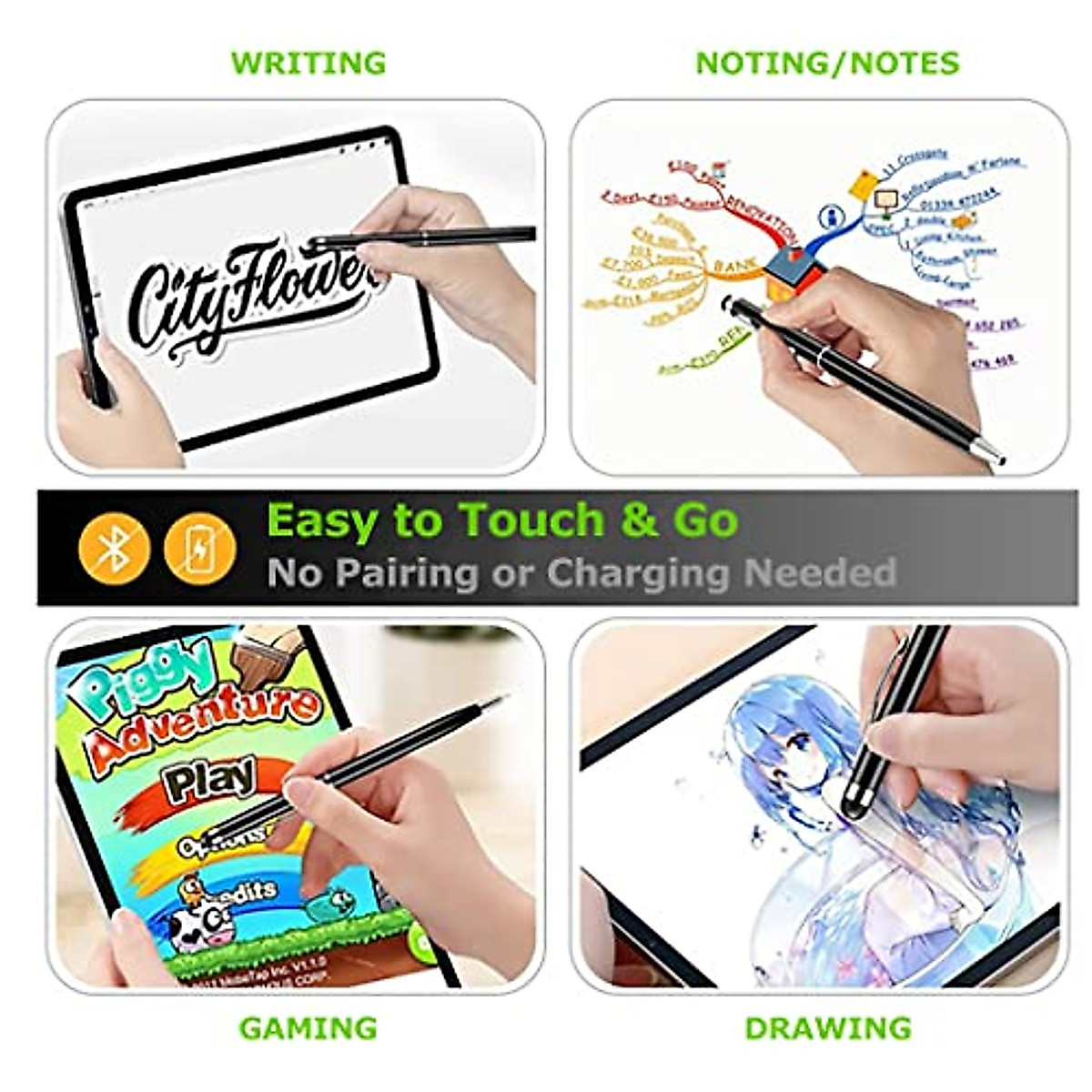 PRO Stylus Pen for Samsung Galaxy S6 Active with Ink, High Accuracy, Extra Sensitive, Compact Form for Touch Screens [3 Pack-Black-Red-Silver]