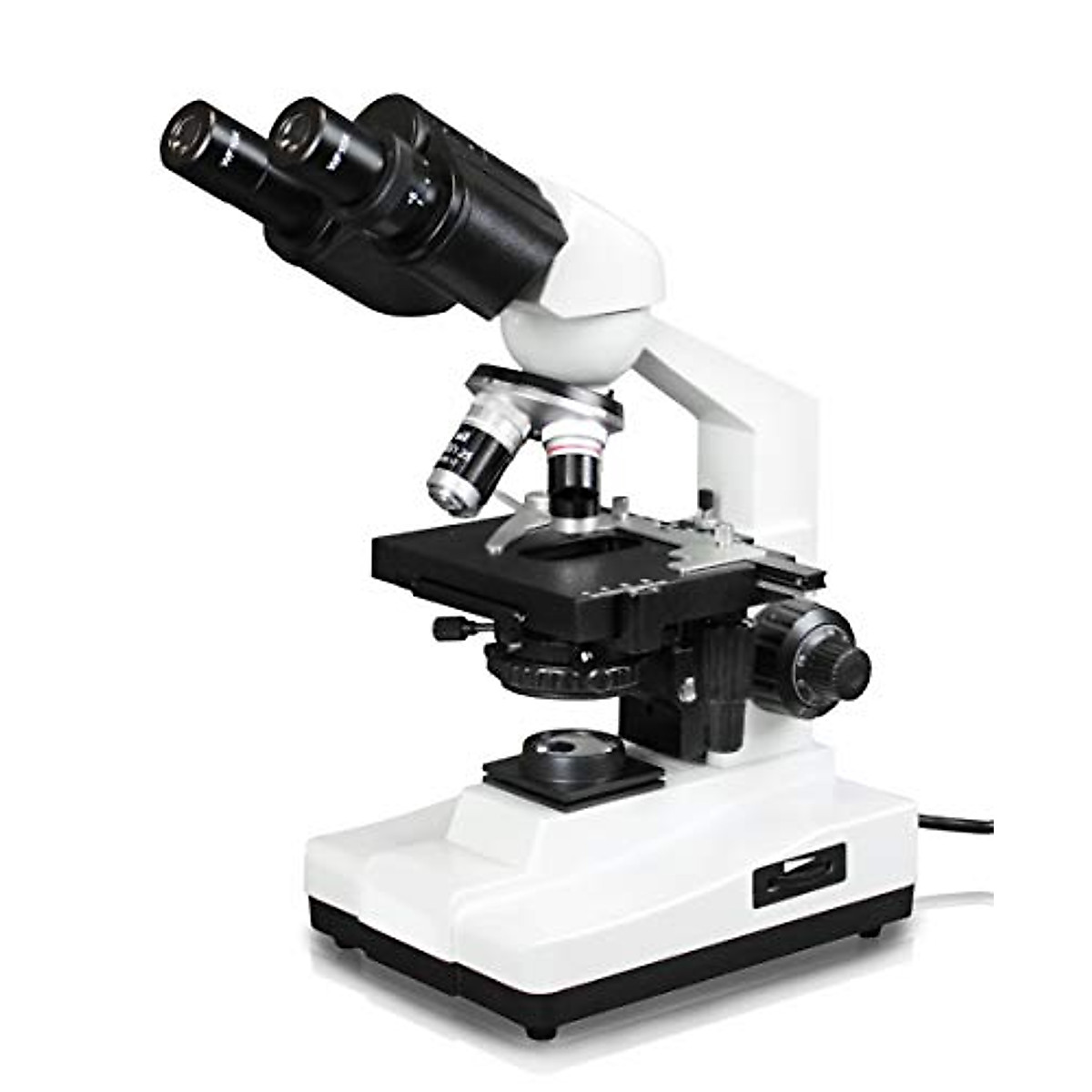 Vision Scientific VME0007B-100-LD Binocular Compound Microscope, 10x WF Eyepieces, 40x—1000x Magnification, LED Illumination, Coaxial Coarse & Fine Focus, 1.25 N.A. Abbe Condenser