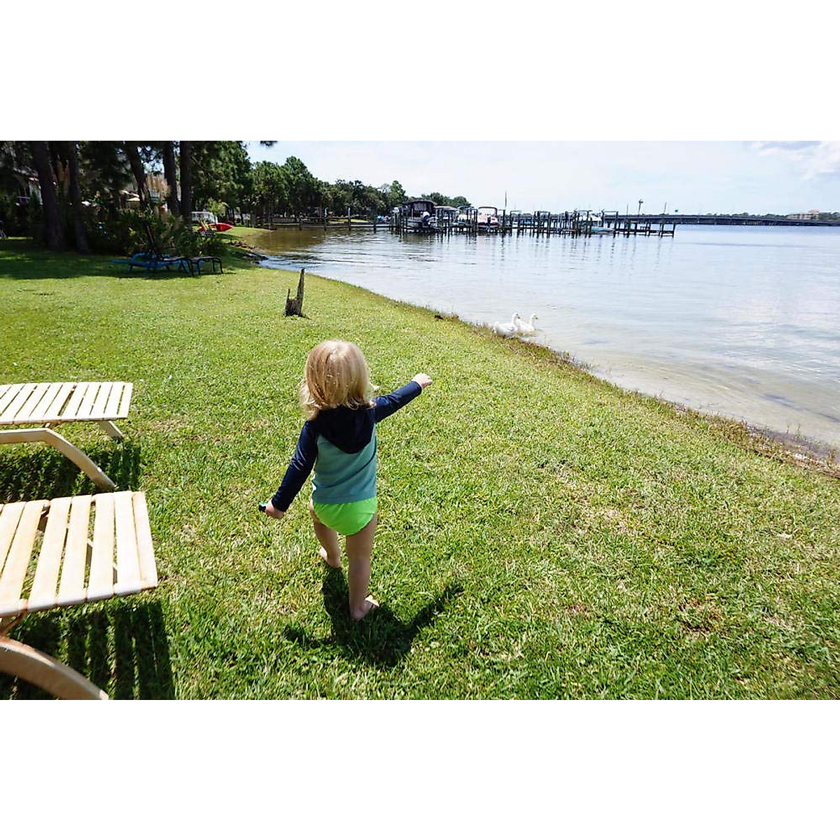 KaWaii Baby Swim Cloth Diaper, Reusable Unisex Toddler Swimming Pants, Lightweight, Baby Boy & Girl Gifts Blue & Green, Pack of 2 (32-40 lbs/2-3T)