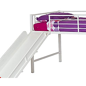 DHP Junior Twin Metal Loft Bed with Slide, Multifunctional Design, White with White Slide