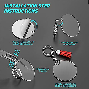 JIARON Acrylic Blank Keychains, 200Pcs Acrylic Blank Keychain kits with 50 Pcs Acrylic Keychain Blanks, 50 Pcs Keychain Tassels 50 Pcs Key Rings with Chain and 50 Pcs Jump Rings for DIY Keychain