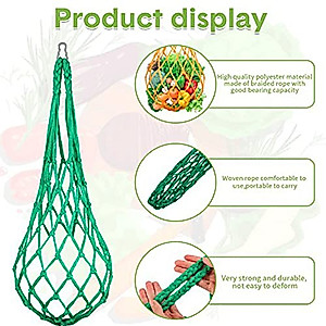 Camidy 4 Pack Chicken Feeding String Bag, Hanging Vegetable Cabbage Feeding Net Bags Snack Treat Feeding Holder Bag with Hook for Chickens Goose Duck Large Birds