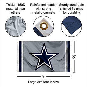 WinCraft Cowboys Metallic Silver Flag