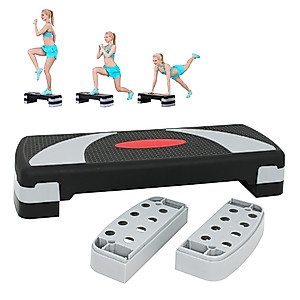 HomGarden 31" Adjustable Workout Aerobic Stepper in Fitness & Exercise Step Platform Trainer Stepper w/Risers Adjust 4" - 6" - 8"