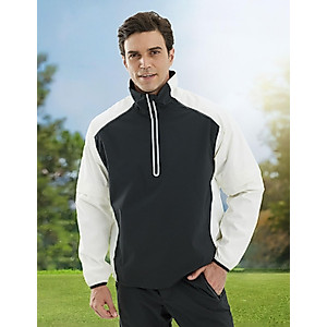 fit space Waterproof Golf Rain Jacket for Men 20K Performance Lightweight Rain Jackets for All Sports (White-half-zip, XX-Large)