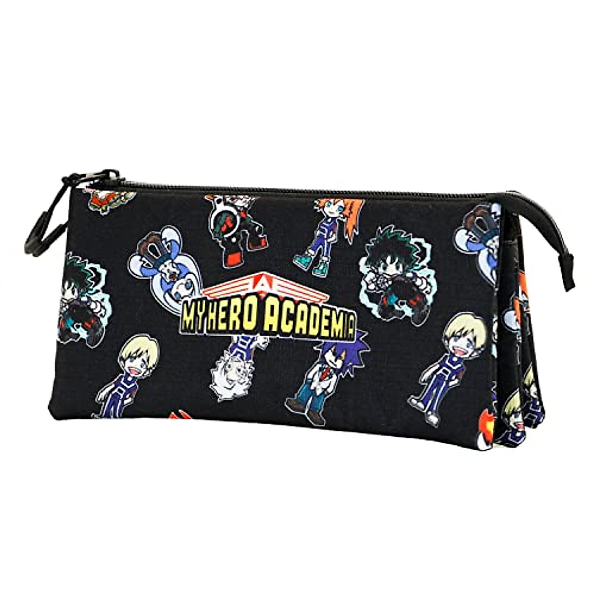KARACTERMANIA My Hero Academia Chibi-Triple Eco Pencil Case, Black, Black/White, Talla única, Triple Pencil Case ECO Chibi
