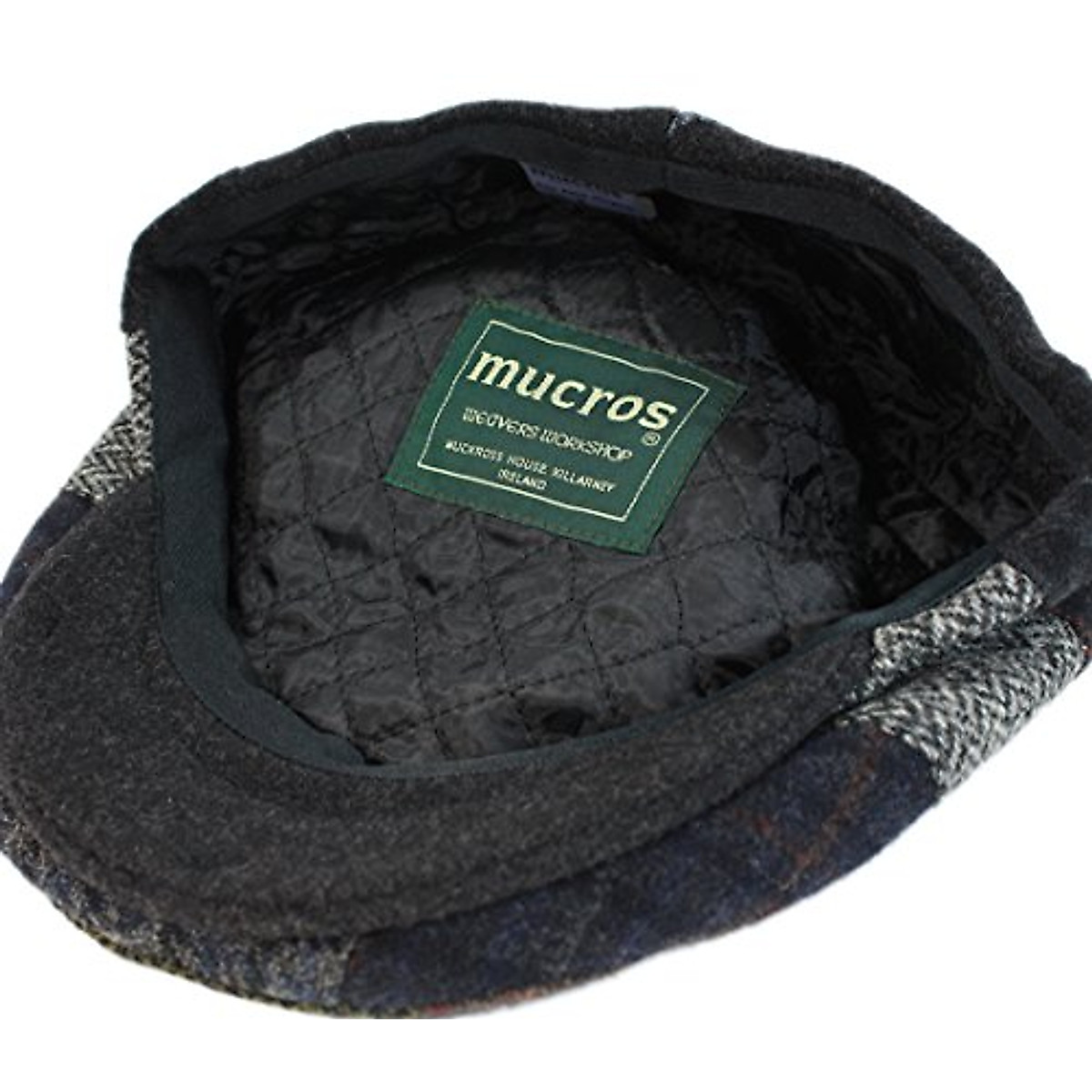 Mucros Men's Flat Cap Patchwork 100% Wool Made in Ireland Small