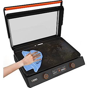 22" Electric Griddle Nonstick with Lid, 8001 E-Series Tabletop Large Griddle with Seasoning By Blackstone For Indoor and Outdoor Use, Wholesalehome Cloth Included