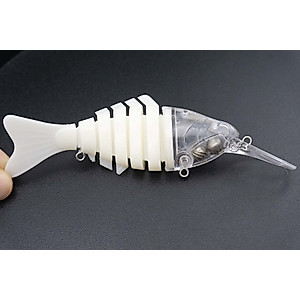 5PCS Unpainted Lure Blanks 14.98g 12cm 7 Jointed Fishing Lure with Free 5mm Eye Crankbait Simulation Blank Body Clear Hard Baits Trout Salmon Minnow Lure Popper Lures Topwater Freshwater JXS4